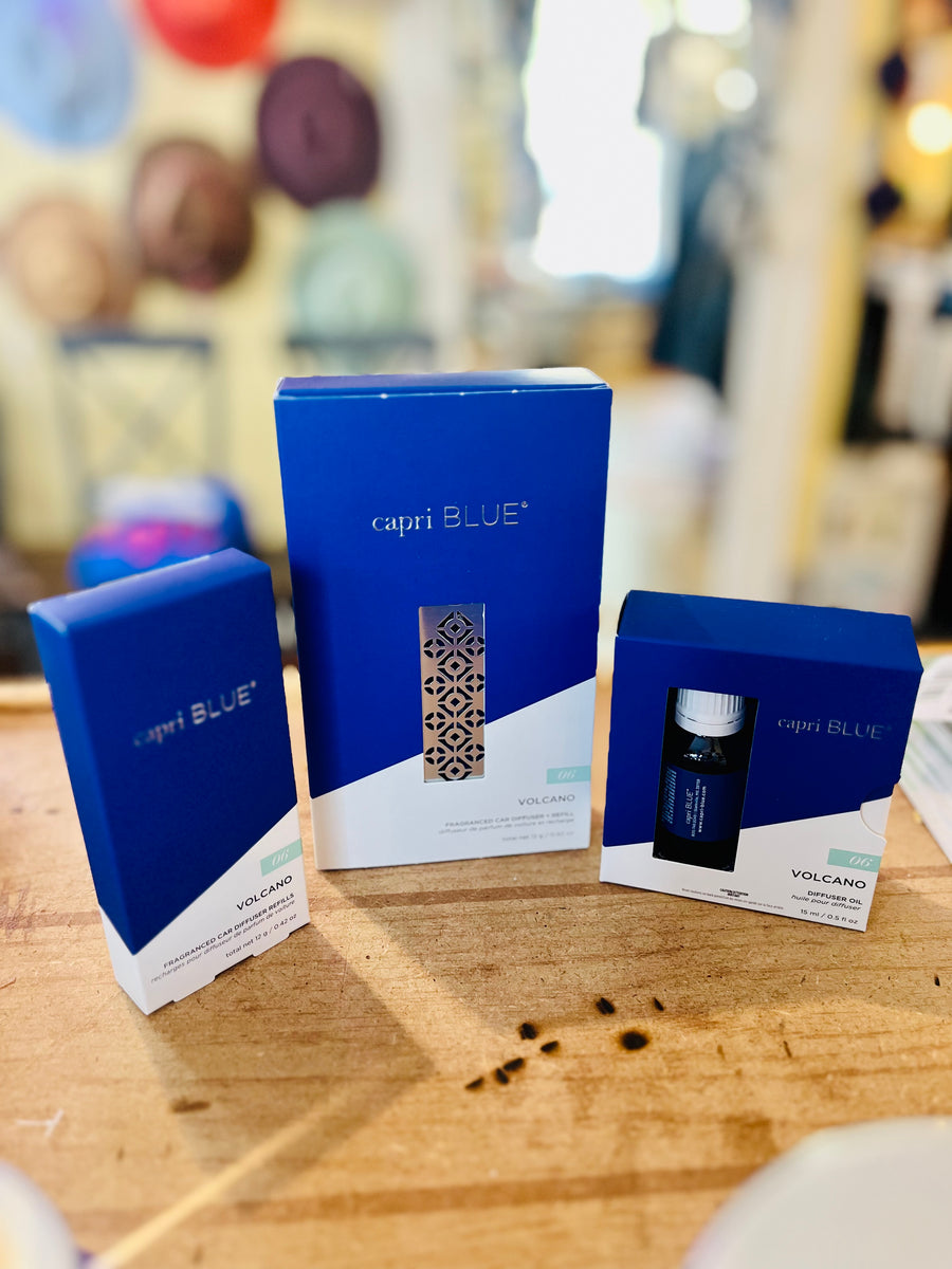 Capri blue car diffuser and diffuser oil in volcano – Martha Gene
