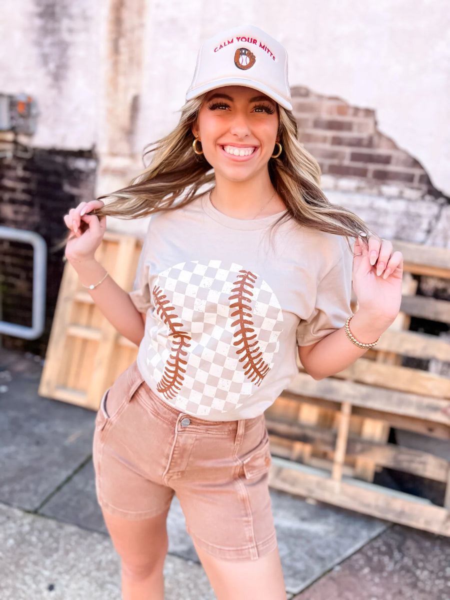 Checkered Baseball Tee – Martha Gene