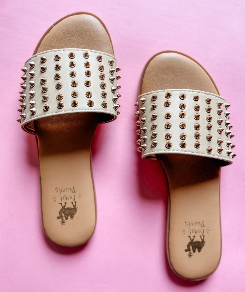 Flirtini Sand studded sandals-camel threads – Martha Gene